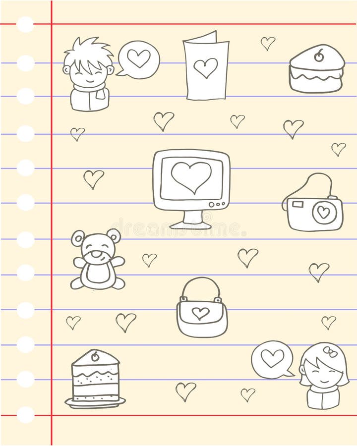 Hand draw love theme paper stock vector. Illustration of character ...