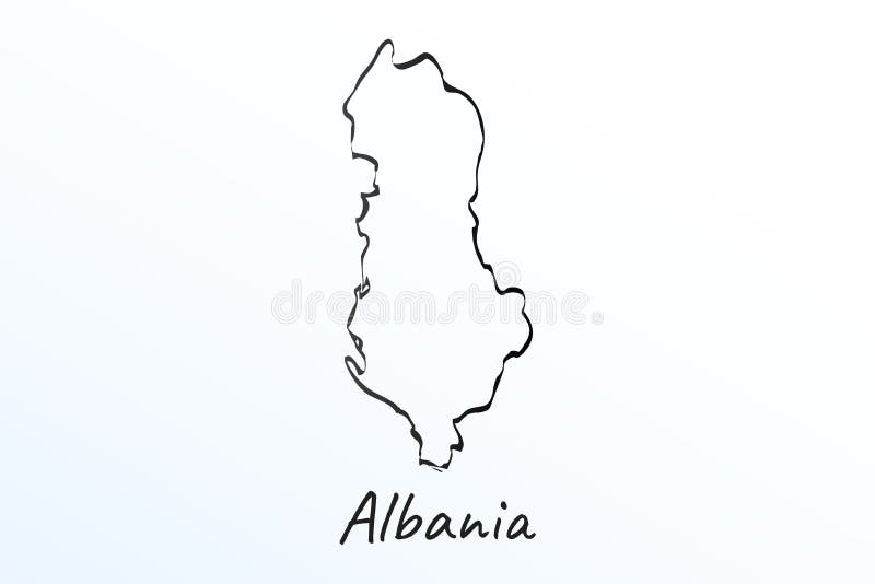 Hand Draw Map of Albania. Black Line Drawing Sketch. Outline Doodle on ...