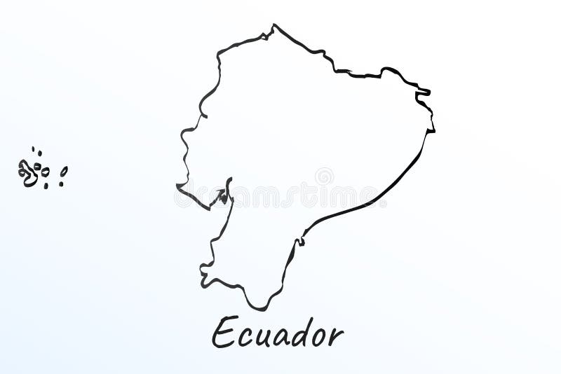 Hand Draw Map of Ecuador. Black Line Drawing Sketch. Outline Doodle on ...