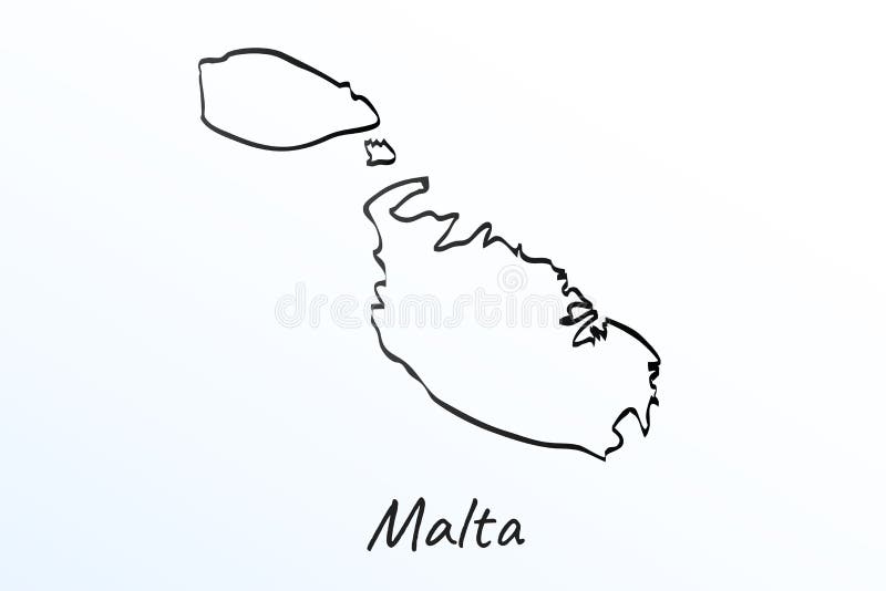 Hand Draw Map of Malta. Black Line Drawing Sketch. Outline Doodle on ...