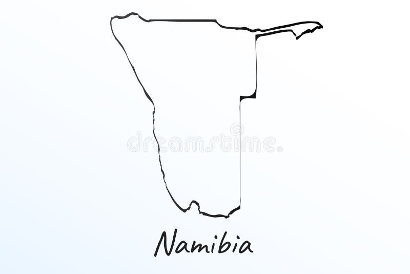 Namibia Map, Black and White Detailed Outline Regions of the Country ...