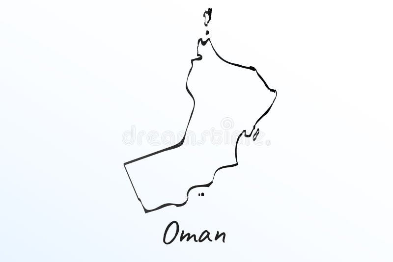 Hand Draw Map of Oman. Black Line Drawing Sketch. Outline Doodle on ...