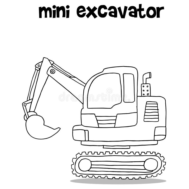 Hand Draw of Mini Excavator Stock Vector - Illustration of icon, loader ...