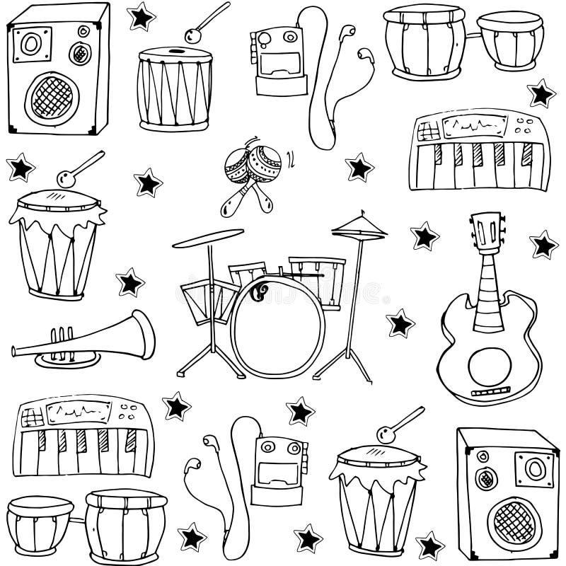 Music Object Pack Doodles Stock Illustrations – 17 Music Object Pack ...