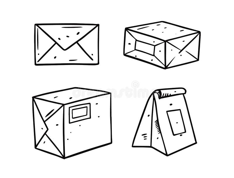 Hand Draw Package Set. Doodle Vector Illustration Stock Vector ...