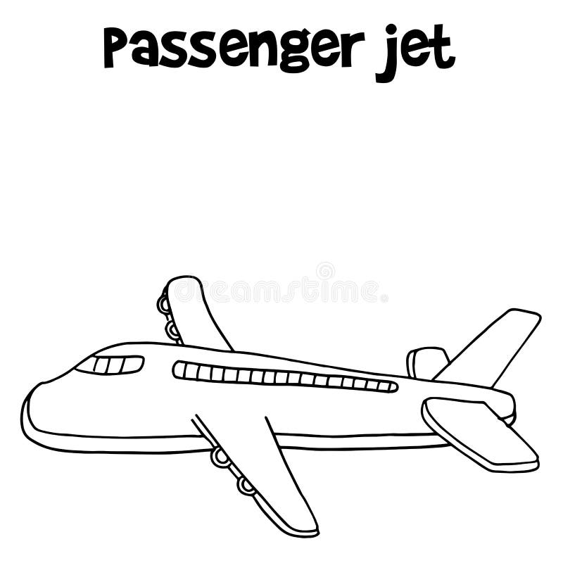 Hand draw of passenger jet stock vector. Illustration of plane - 85213148