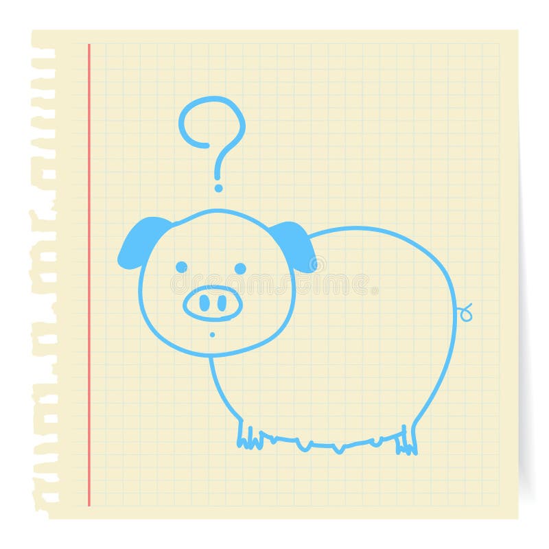 Pig cartoon on paper Note stock vector. Illustration of paper - 30299691