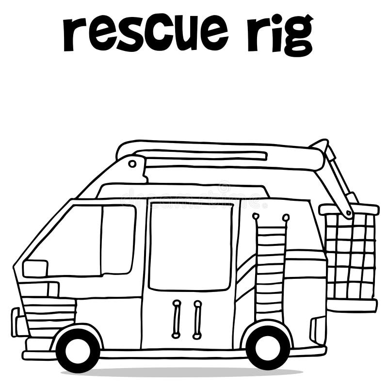 Hand draw of rescue rig stock vector. Illustration of urgent - 85324672