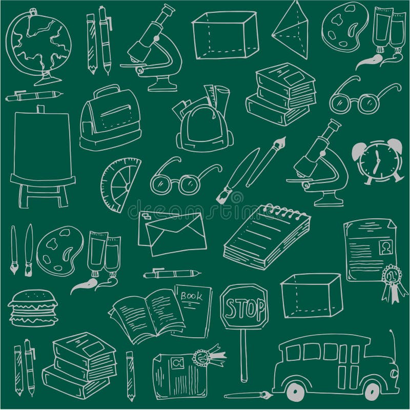 Hand Draw School Education Doodles Stock Vector - Illustration of ...