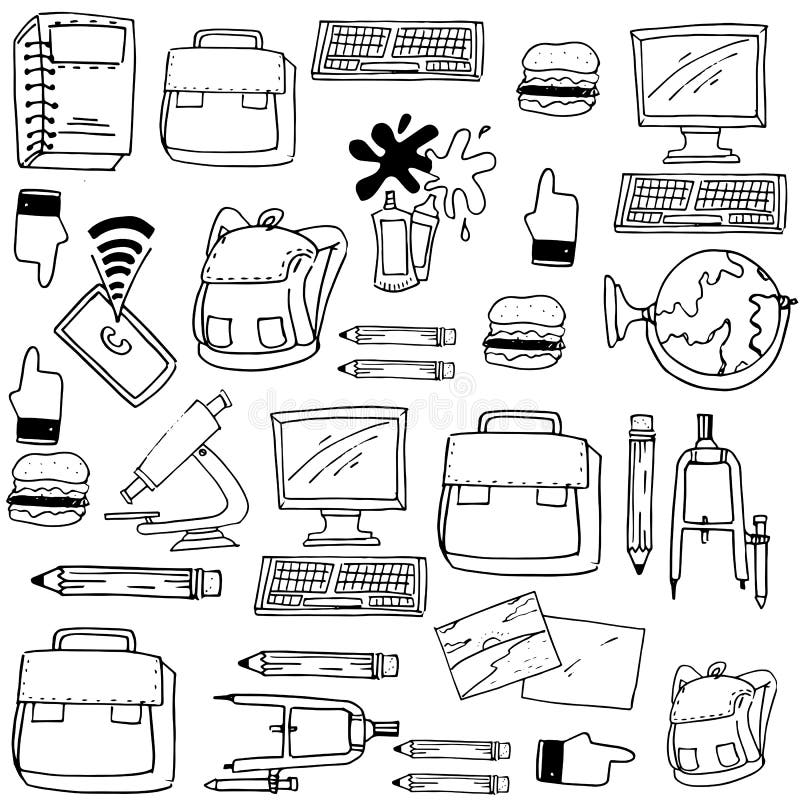 Hand Draw School for Kids Doodles Stock Vector - Illustration of board ...