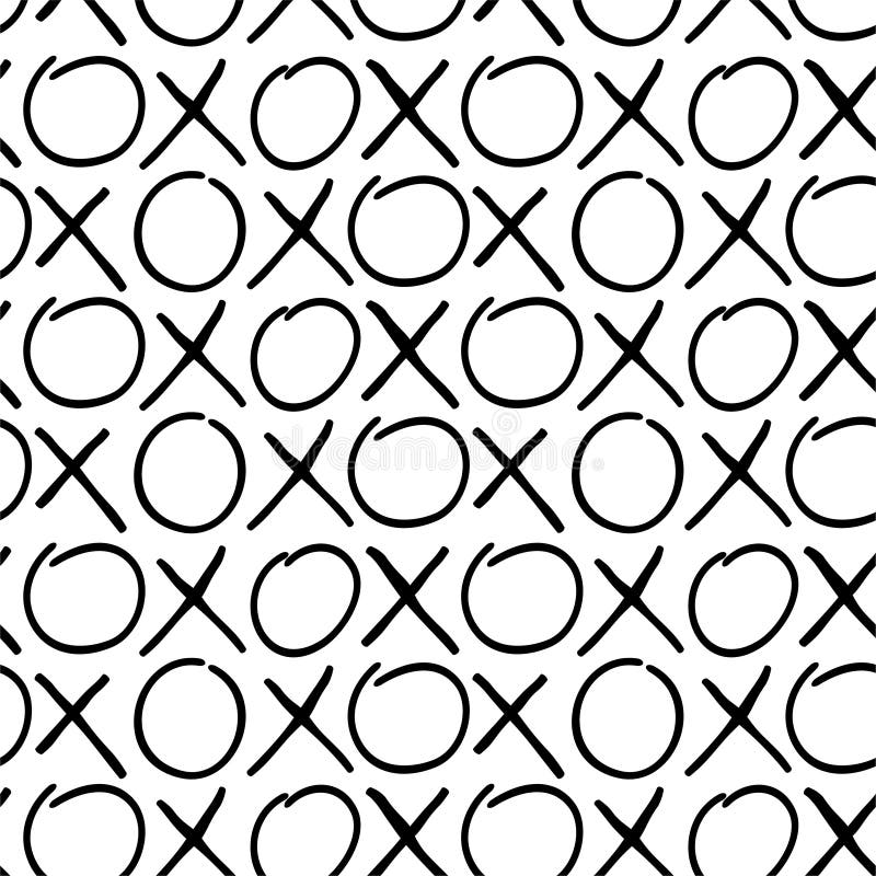 Hand Draw Seamless Cross Zero Pattern. Black and White XO XO Stock ...