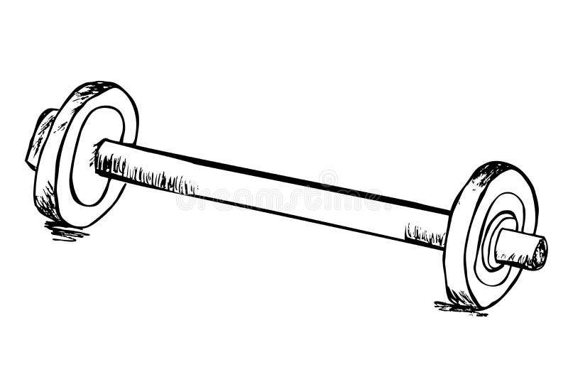 Hand Draw Sketch of Barbell Stock Vector - Illustration of club, lift ...