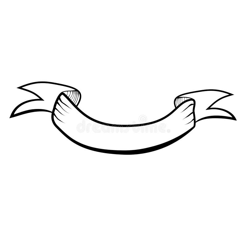 Hand Draw Sketch of Classic Ribbon Stock Vector - Illustration of ...