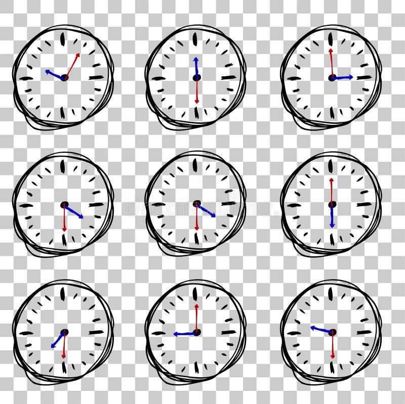 Hand Draw Sketch of Clock Illustration for Education Stock Vector ...