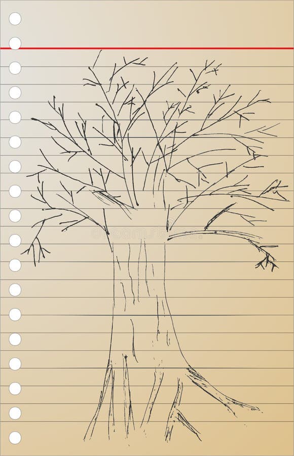 Silhouette Dead Death Tree, Simple Hand Draw Doodle, Isolated on White ...