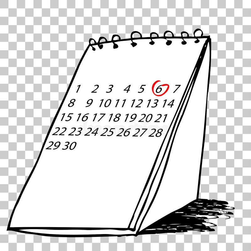 Hand Draw Sketch of Desk Calendar Stock Vector - Illustration of ...