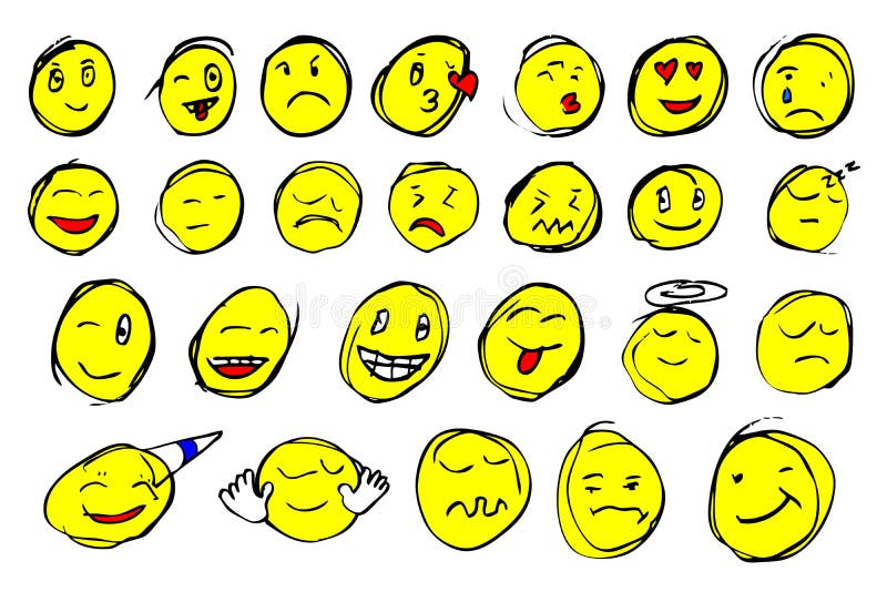 Hand Draw Sketch Of Emoticon Stock Vector - Illustration of ...