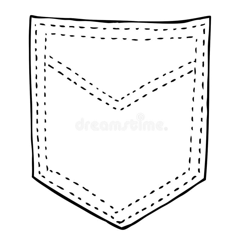 Hand Draw Sketch of Empty Back Pocket Stock Vector - Illustration of ...