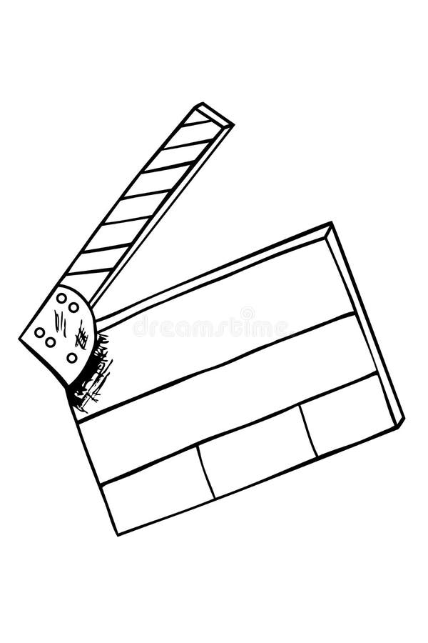 Hand Draw Sketch of Film Clapper Stock Vector - Illustration of display ...