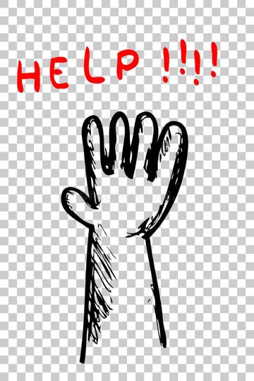 Hand Draw Sketch Illustration, Asking for Help Stock Vector ...