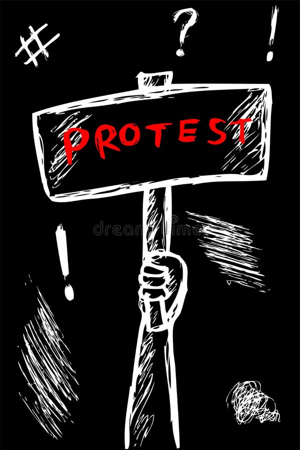Hand Draw Sketch Illustration for Demonstration or Protest Stock Vector ...