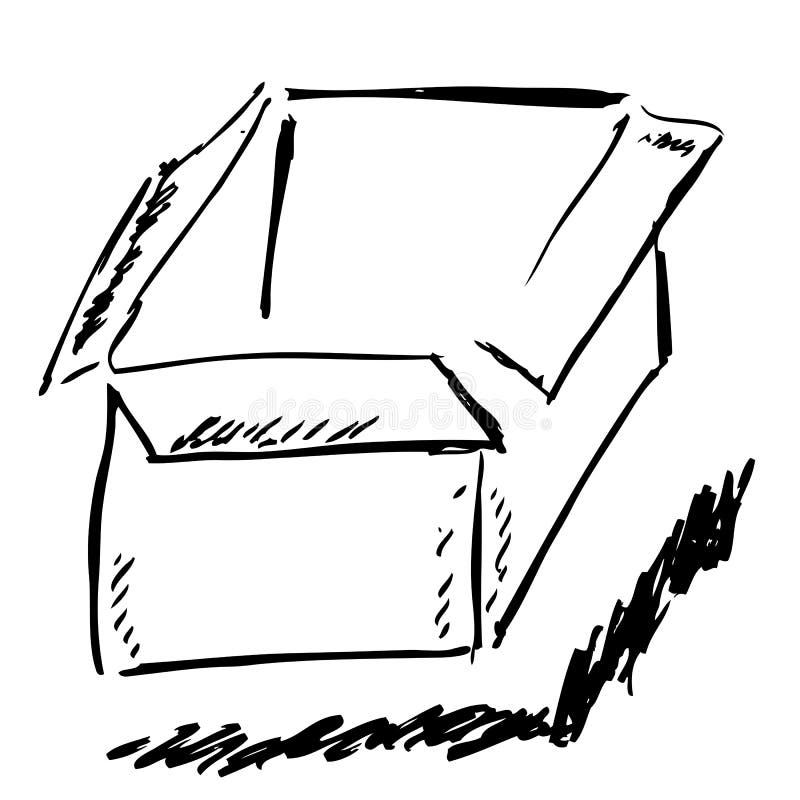 Hand Draw Sketch Outline of Empty Card Bord Box Stock Vector ...