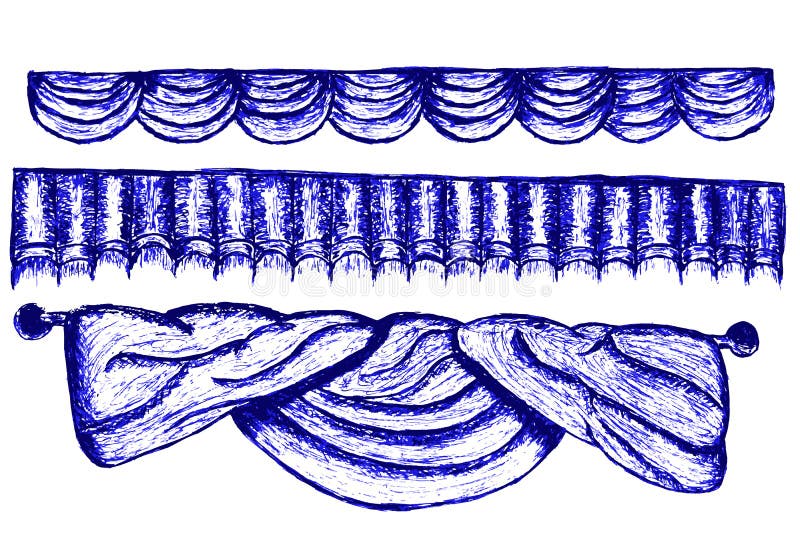 Hand Draw Sketch, with Pen, Curtain Stock Vector - Illustration of ...