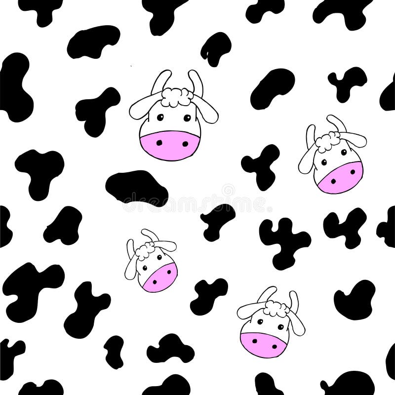 Hand Draw Sketch of Seamless Cow Skin Stock Vector - Illustration of ...