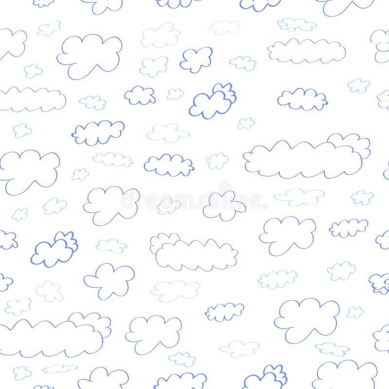 Hand Draw Sketch Seamless Pattern Blue Cloud Stock Vector ...