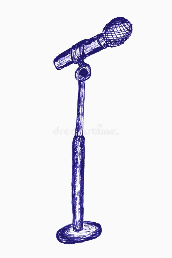 Hand Draw Sketch, Wireless Microphone Stock Vector - Illustration of ...