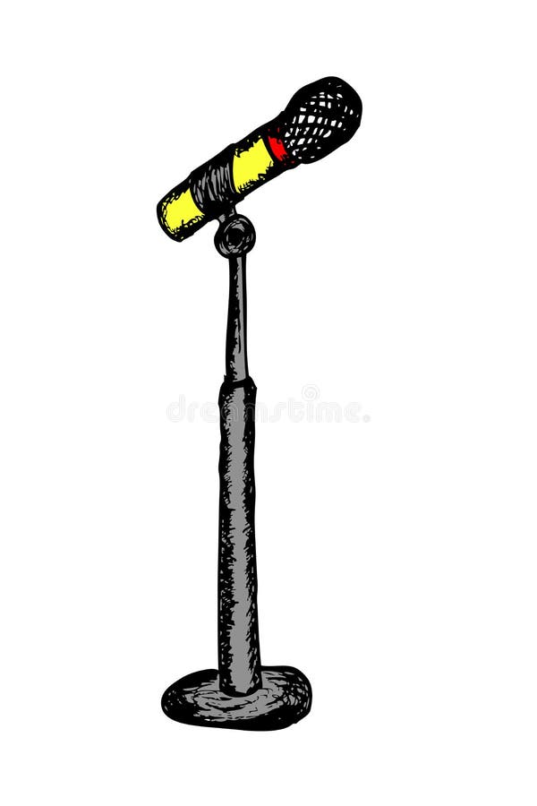 Hand Draw Sketch, Wireless Microphone Stock Vector - Illustration of ...