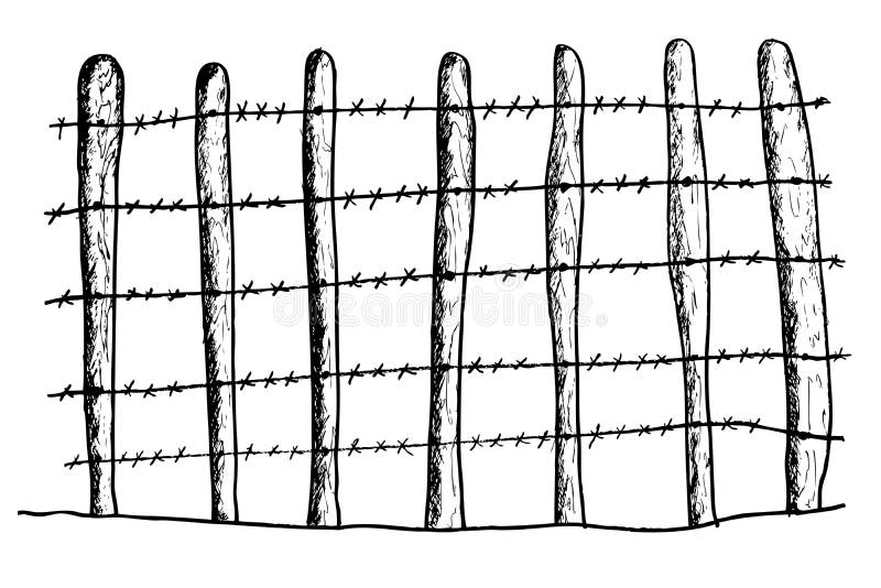 Hand Draw Sketch of Wooden Gate Stock Vector - Illustration of ...