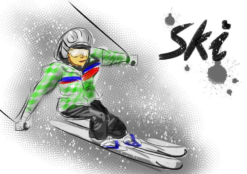 Hand draw ski stock illustration. Illustration of cold - 46989103