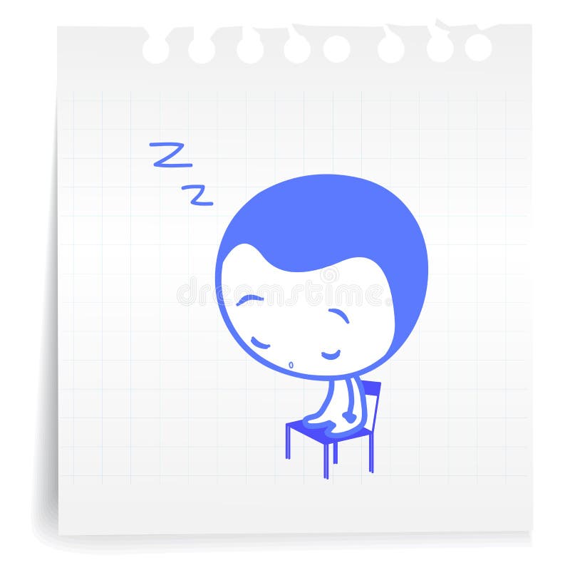 Sleeping Sitting Cartoon_on Paper Note Stock Vector - Illustration of ...