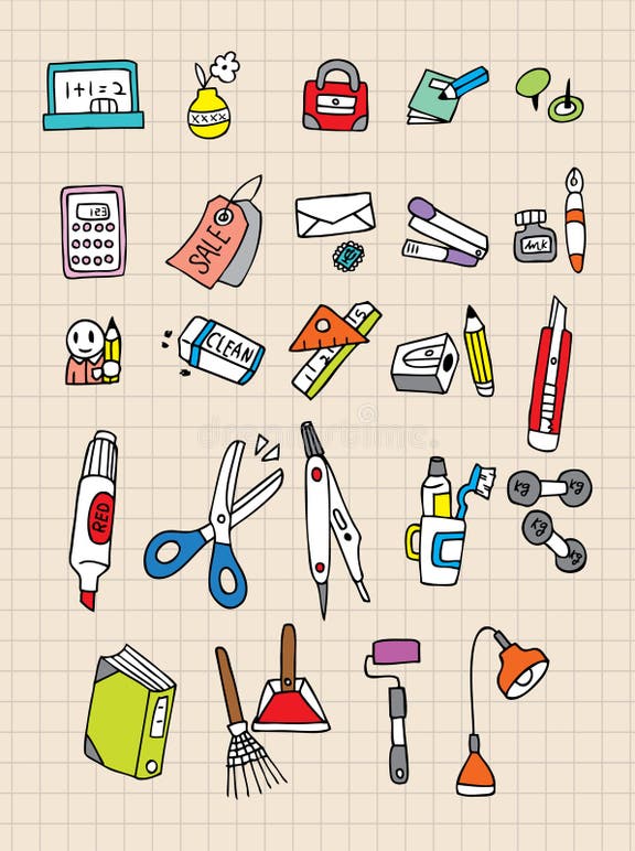 Hand draw stationery stock vector. Illustration of cute - 16804580