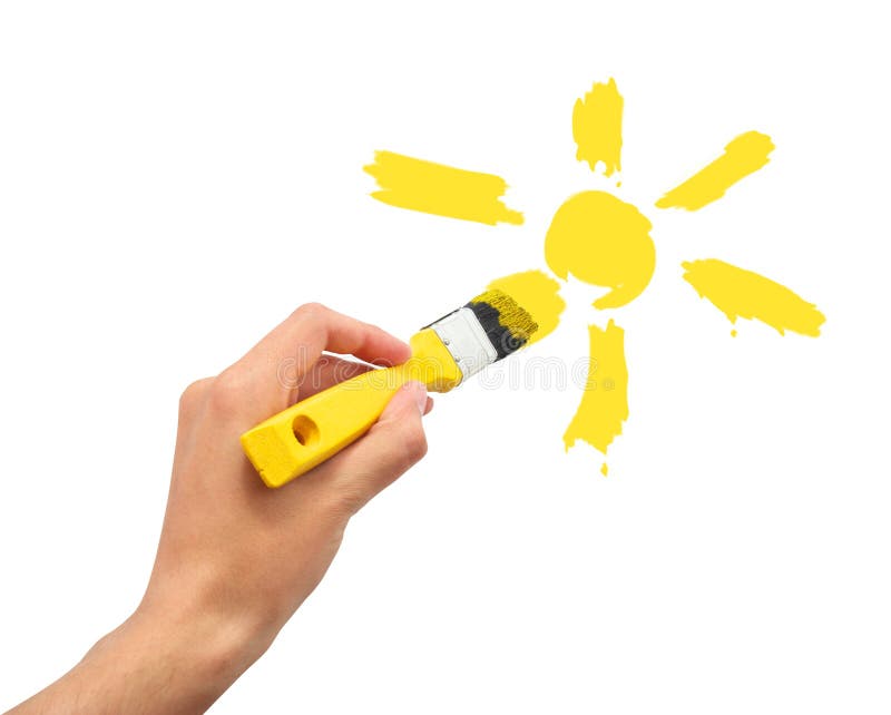Hand draw the sun in sky stock photo. Image of male, artist - 14748058