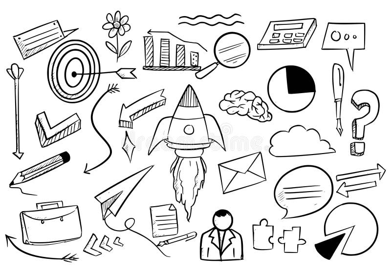 Hand Draw Technology Sketch Doodle Set Design Stock Vector ...