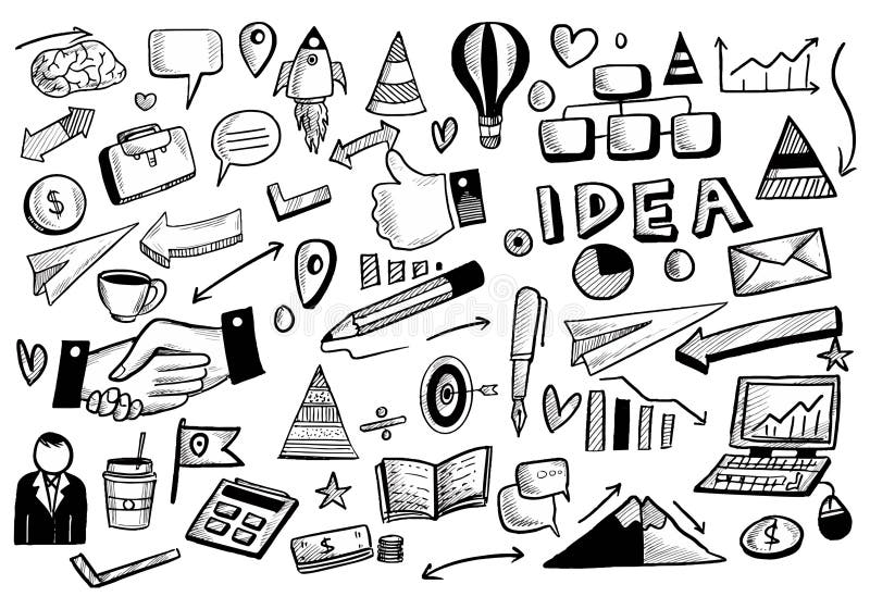 Hand Draw Technology Sketch Doodle Set Design Stock Vector ...