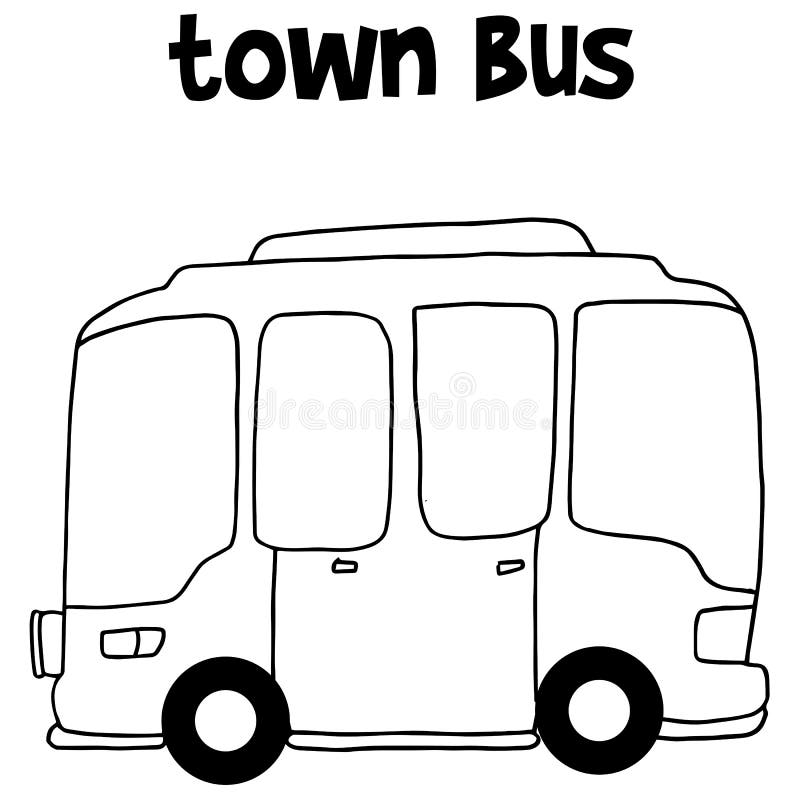 Hand draw of town bus stock vector. Illustration of street - 85176649