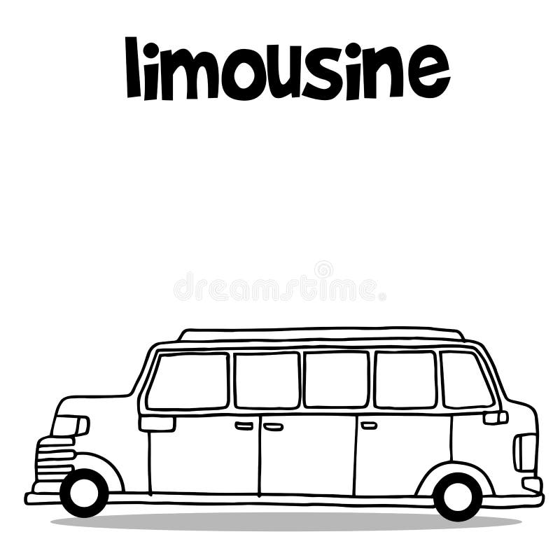 Hand Draw Transport of Limousine Stock Vector - Illustration of limo ...