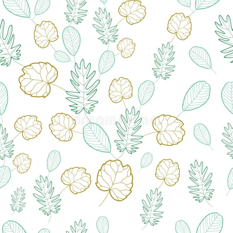 Hand Draw Tropical Leaves Seamless Pattern Background. Stock Vector ...