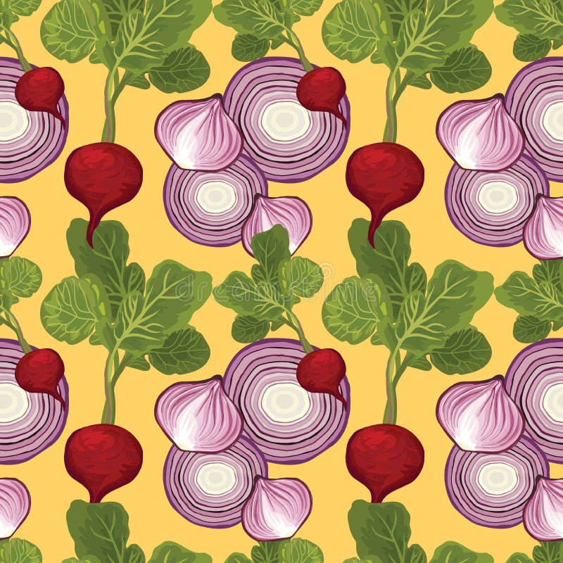 Hand Draw Vegetable Seamless Pattern Design Stock Vector - Illustration ...