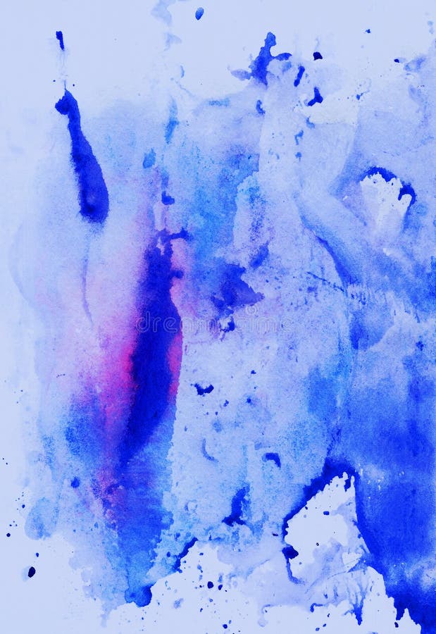 Hand Draw Watercolor Background Splash Blue, Purple Stock Image - Image ...