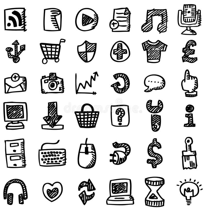 Hand draw web icon stock illustration. Illustration of collection ...