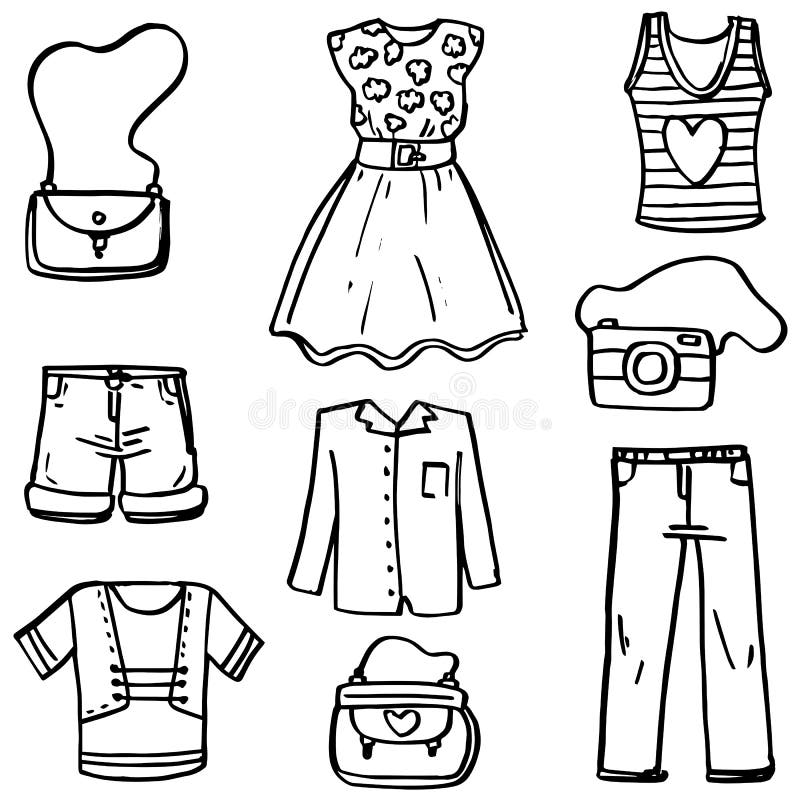 Hand Draw of Women Accessories Doodles Stock Vector - Illustration of ...