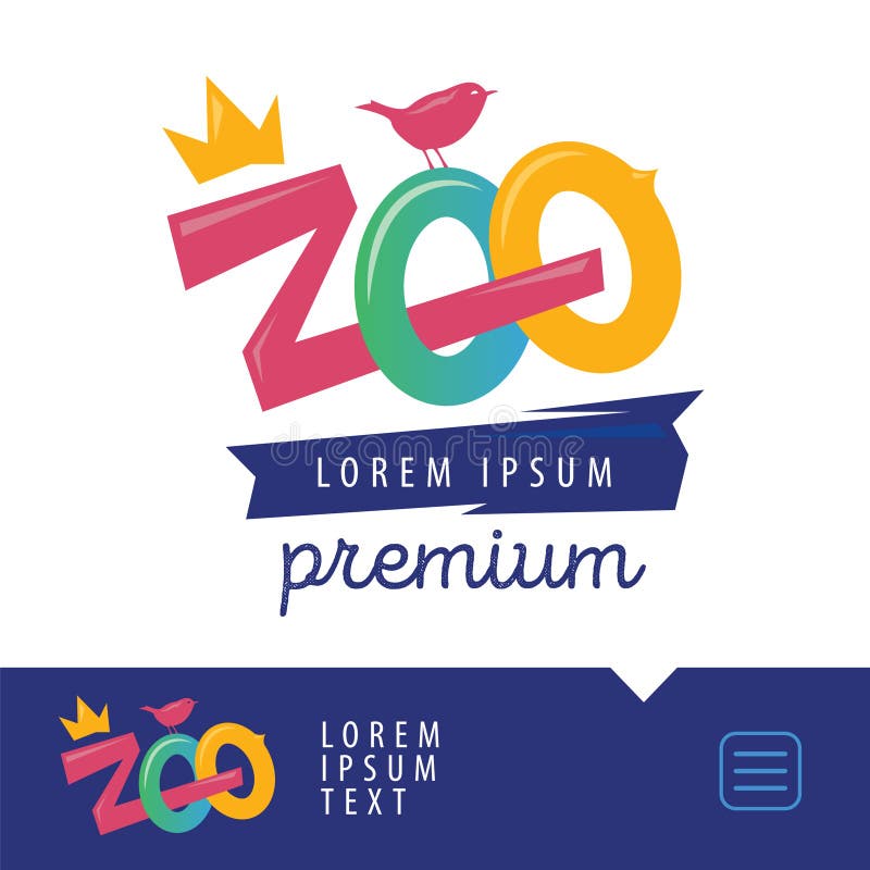 Hand Draw Zoo Logo Premium and Small Bird Stock Vector - Illustration ...