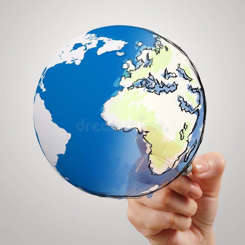 Hand Drawing Abstract Globe As Concept Stock Photo - Image of concept ...