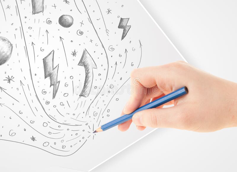 Hand Drawing Abstract Sketches and Doodles on Paper Stock Image - Image ...