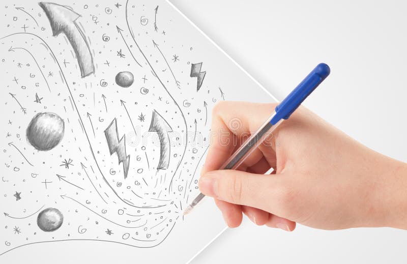 Hand Drawing Abstract Sketches and Doodles on Paper Stock Photo - Image ...