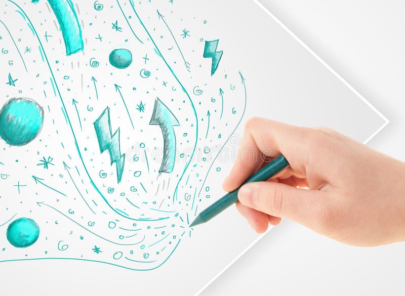 Hand Drawing Abstract Sketches and Doodles on Paper Stock Photo - Image ...
